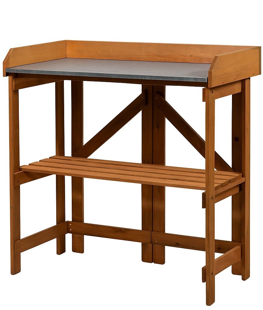 Opvouwbare oppottafel Oliver met zinken blad, afm. 85 x 44 x 89 cm ...